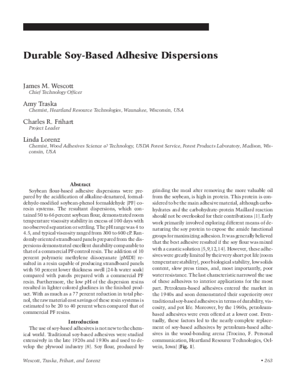(PDF) Durable Soy-Based Adhesive Dispersions
