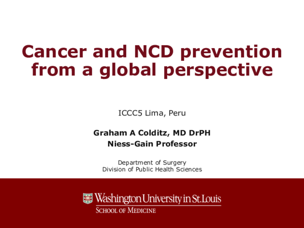 (PDF) Cancer and NCD prevention from a global perspective. 5th ...