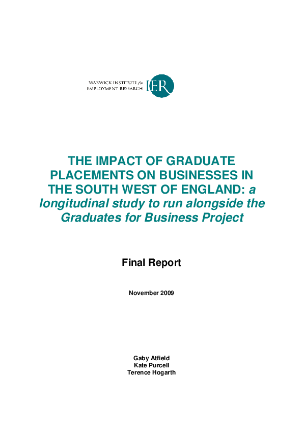 (PDF) THE IMPACT OF GRADUATE PLACEMENTS ON BUSINESSES IN THE SOUTH WEST ...