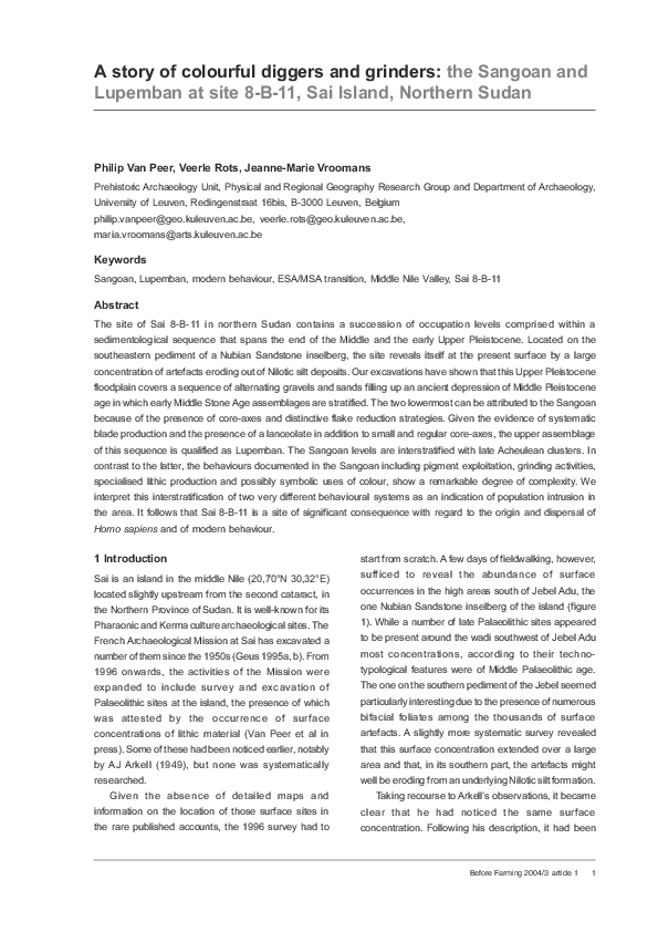 (PDF) A story of colourful diggers and grinders: the Sangoan and ...