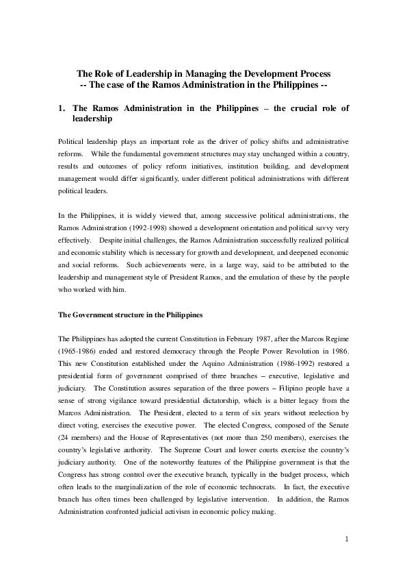 (PDF) The Role of Leadership in Managing the Development Process --The ...