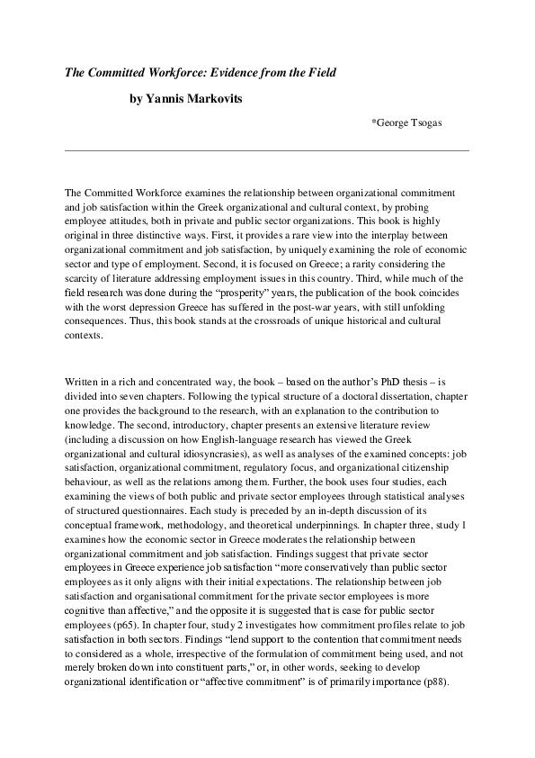 BOOK REVIEW: The Committed Workforce: Evidence from the Field, by ...