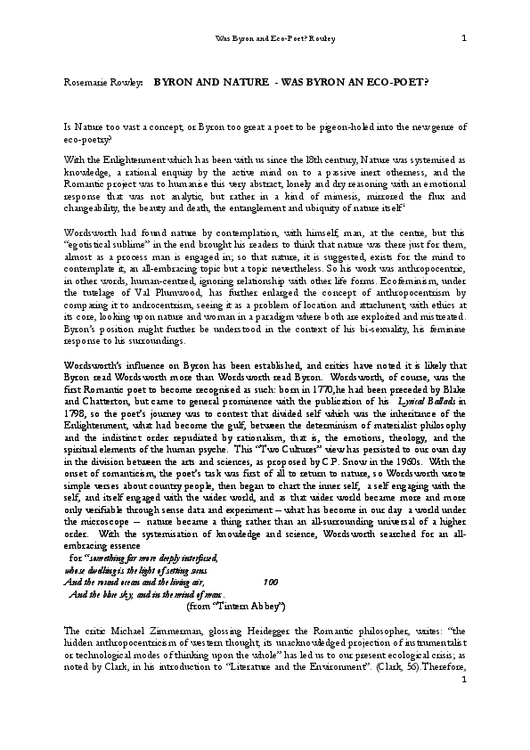 (PDF) Byron and Nature -Was Byron an Eco-Poet? By Rosemarie Rowley