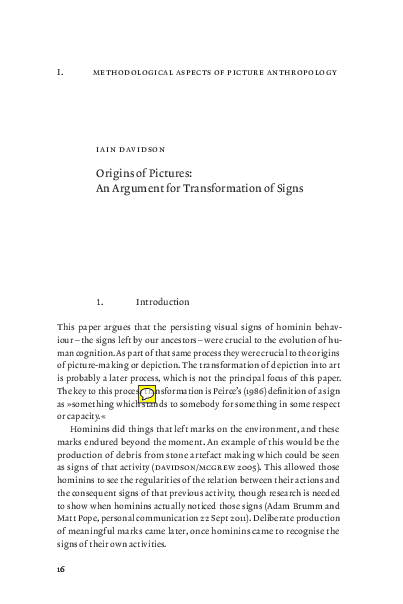 (PDF) Origins of Pictures: An Argument for Transformation of Signs