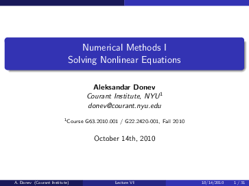 (PDF) Numerical Methods I Solving Nonlinear Equations