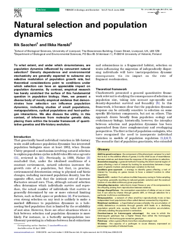 (PDF) Natural selection and population dynamics
