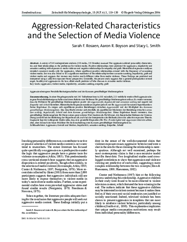 (PDF) Aggression-Related Characteristics and the Selection of Media ...