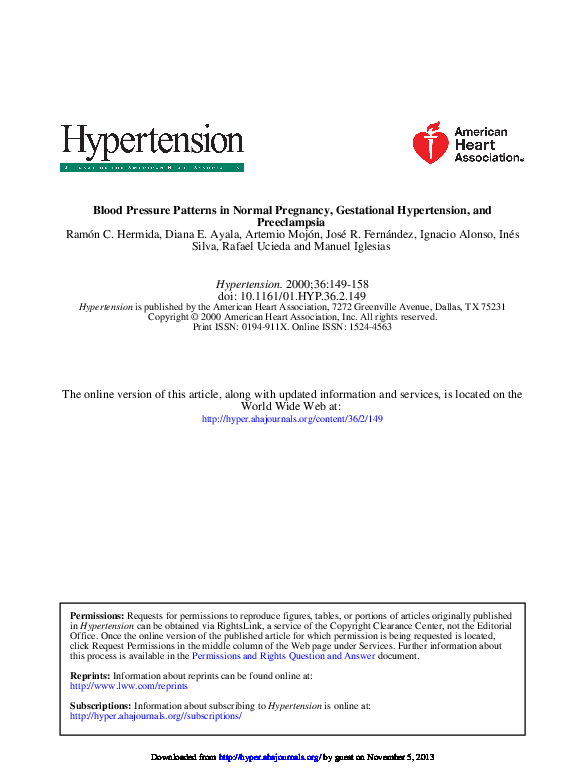 (PDF) Blood Pressure Patterns in Normal Pregnancy, Gestational ...