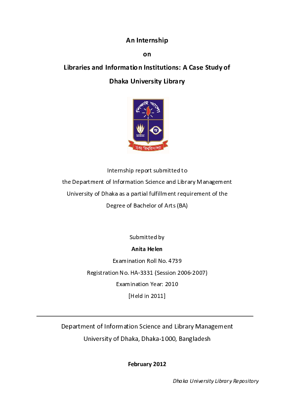 (PDF) An Internship on Libraries and Information Institutions: A Case ...