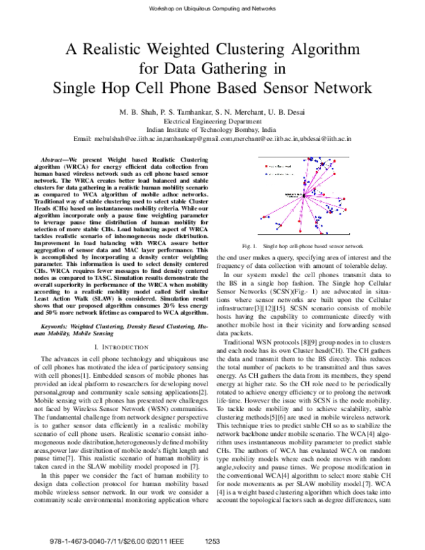 Pdf A Realistic Weighted Clustering Algorithm For Data Gathering In