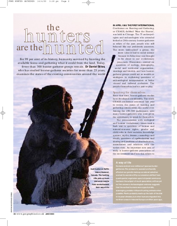 (PDF) Hunter-gatherers: a way of life