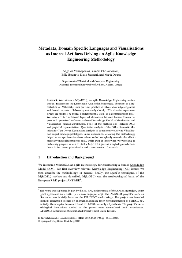 (PDF) Metadata, Domain Specific Languages and Visualisations as Internal Artifacts Driving an ...