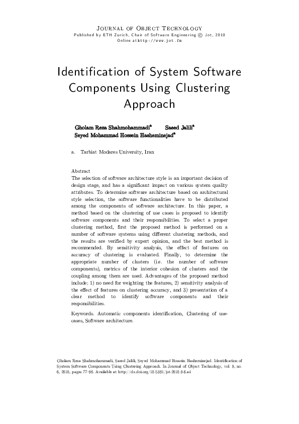 (PDF) Identification of System Software Components Using Clustering ...