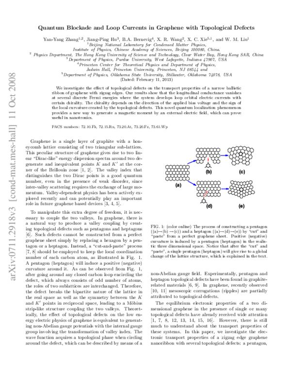 (PDF) Quantum blockade and loop currents in graphene with topological ...