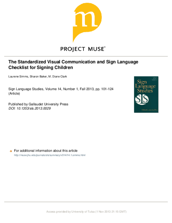 (PDF) The Standardized Visual Communication and Sign Language Checklist ...