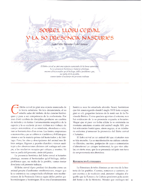 (PDF) Juan Pablo TORRENTE & Luis LLANEZA, Sobre'l llobu cerval y la so ...