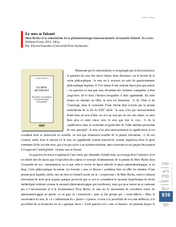 (PDF) Alexander Schnell : Le sens se faisant