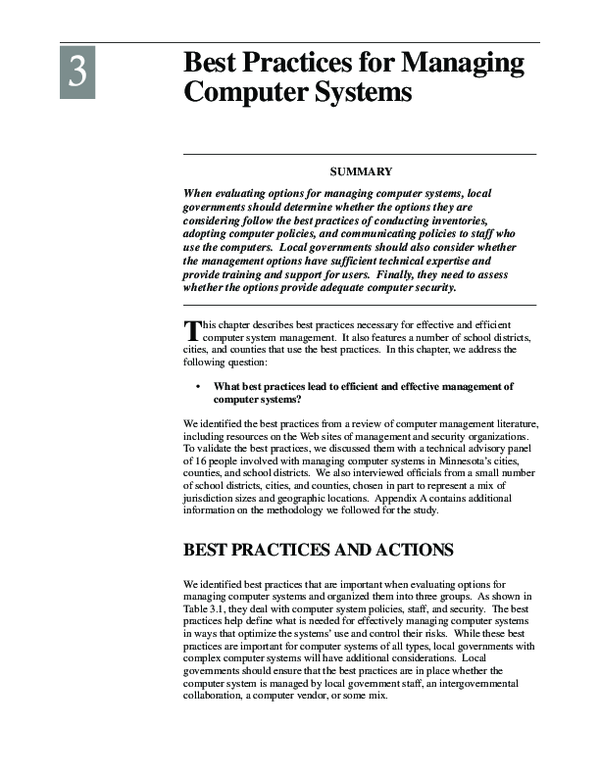 (PDF) Best Practices for Managing Computer Systems