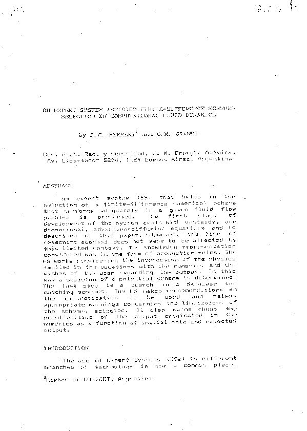 Pdf On Expert System Assisted Finite Difference Schemes Selection In Computational Fluid