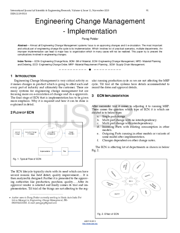 (PDF) Engineering Change Management -Implementation