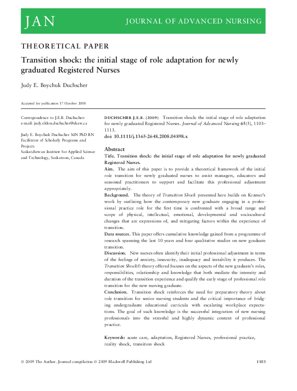 (PDF) Transition Shock: New Graduates Adjust to the Real World