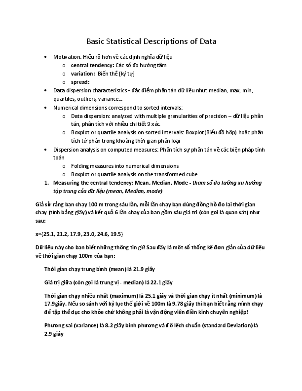 Doc Basic Statistical Descriptions Of Data