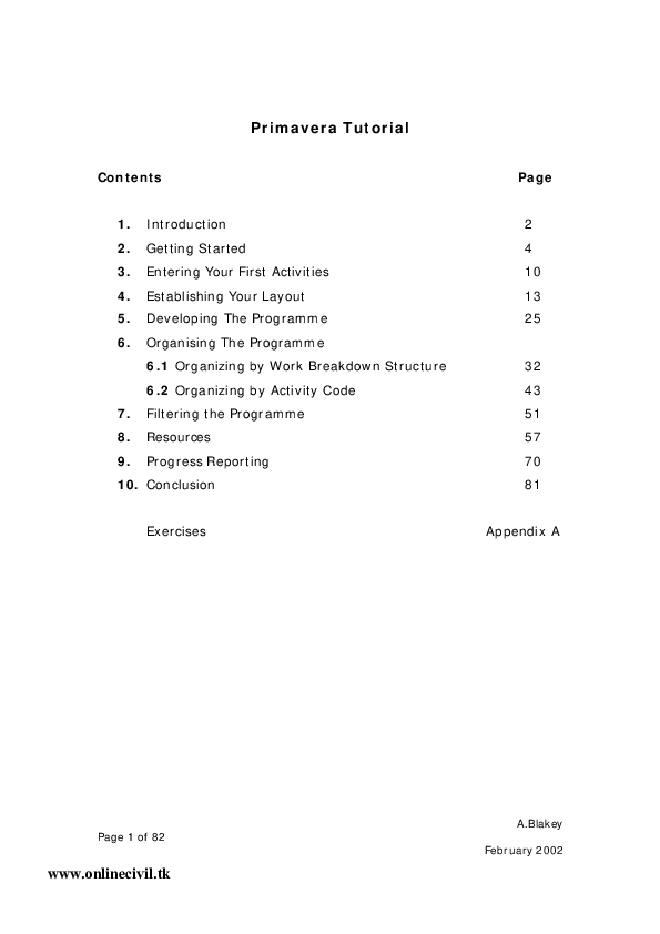 (PDF) A Primavera Tutorial