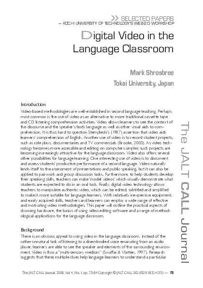 (PDF) Digital Video in the Language Classroom