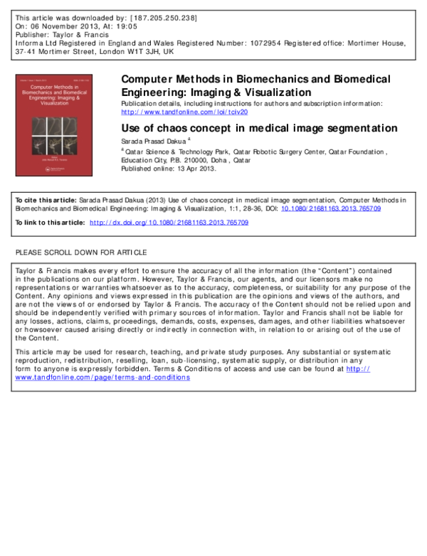 (PDF) Computer Methods in Biomechanics and Biomedical Engineering: Imaging & Visualization Use ...