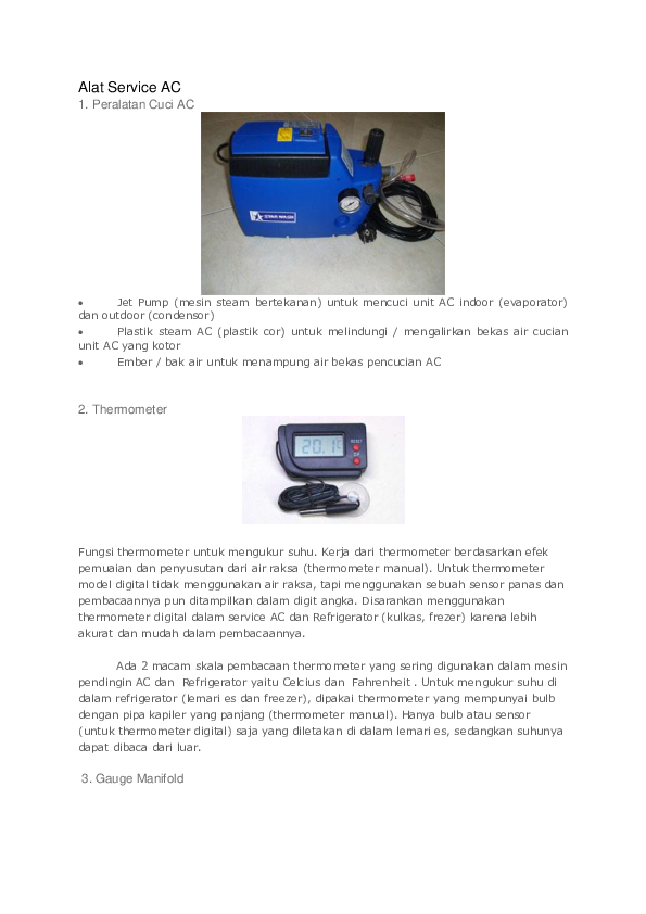 (DOC) Alat Service AC 1. Peralatan Cuci AC