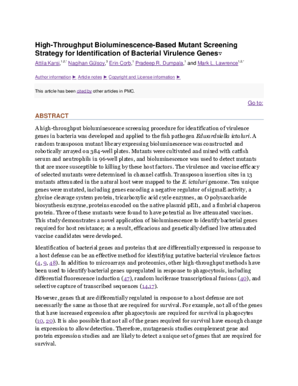 (PDF) High-Throughput Bioluminescence-Based Mutant Screening Strategy ...