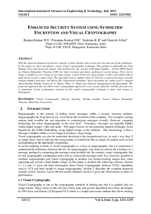 Pdf Enhanced Security System Using Symmetric Encryption And Visual