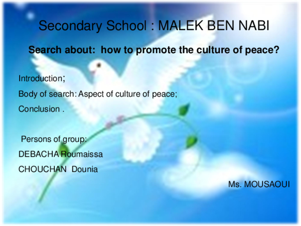 (PPT) CULTURE OF PEACE