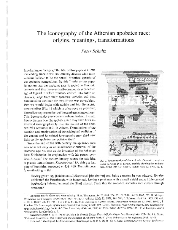 (PDF) Schultz ("The iconography of the Athenian apobates race: origins ...