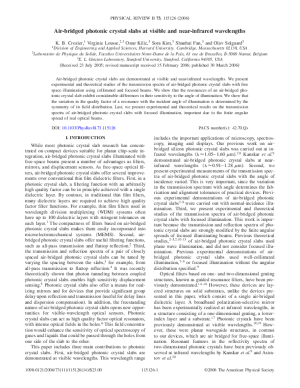 (PDF) Air-bridged photonic crystal slabs at visible and near-infrared ...