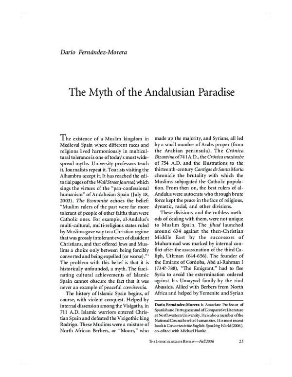 (PDF) The Myth of the Andalusian Paradise by Darío Fernández-Morera The ...