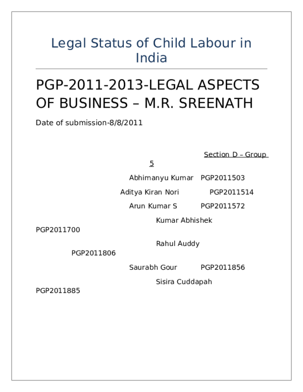 (DOC) Child Labor Report