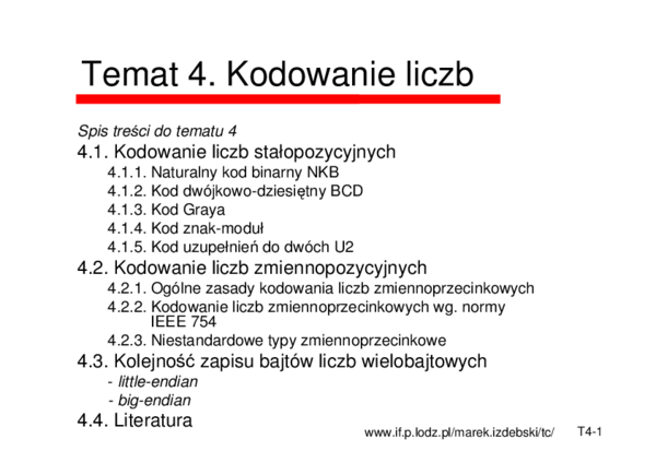 (PDF) Temat 4. Kodowanie liczb