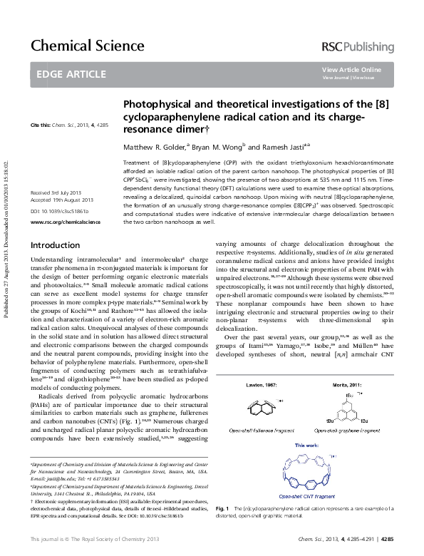 (PDF) Photophysical and Theoretical Investigations of the [8 ...