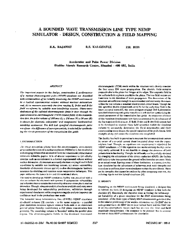 (PDF) A BOUNDED WAVE TRANSMISSION LINE TYPE NEMP SIMULATOR -DESIGN ...