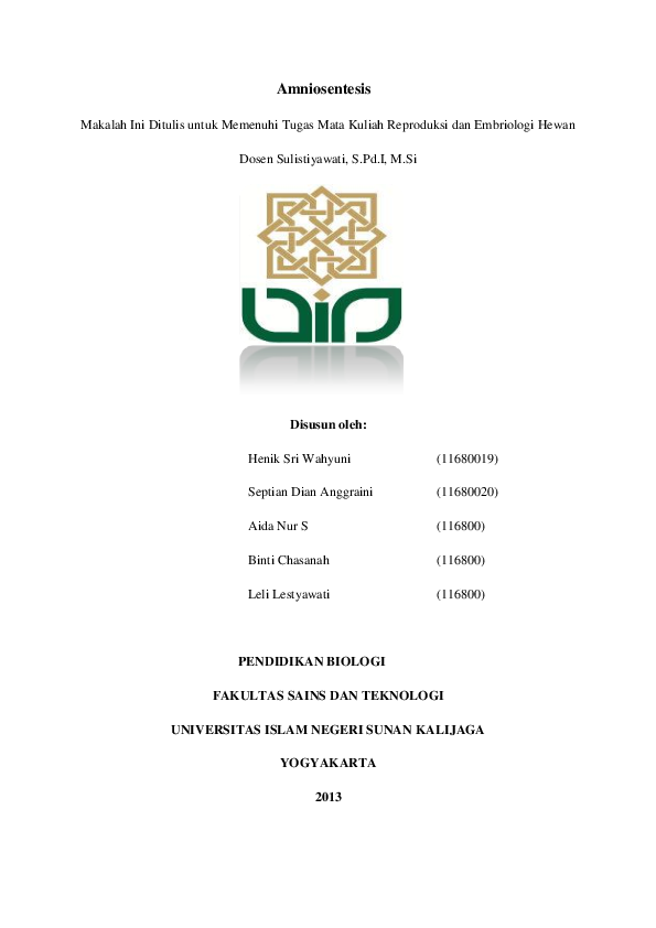 (DOC) Amniosentesis Makalah Ini Ditulis untuk