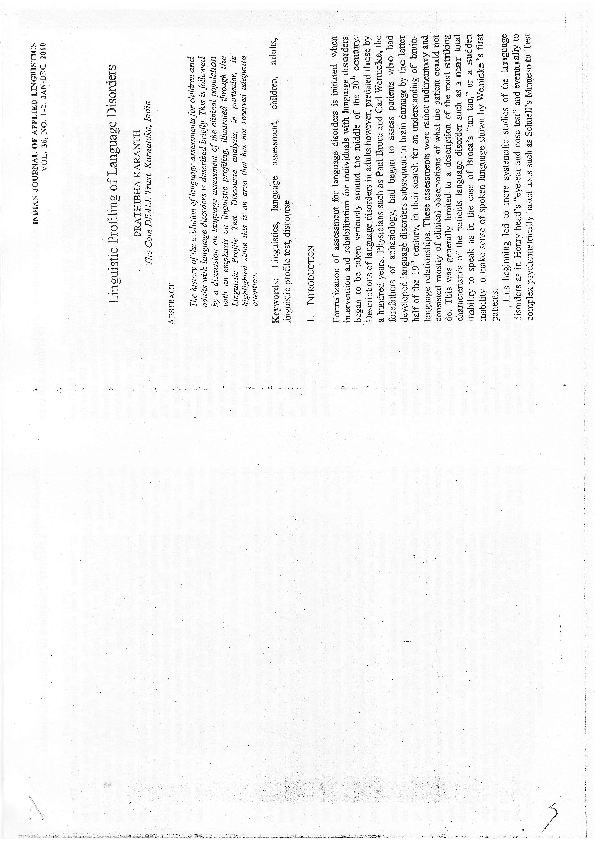 (PDF) Linguistic Profiling of Language Disorders