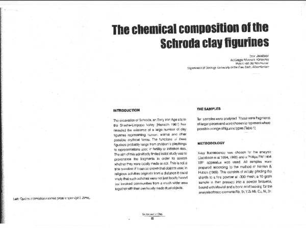 The chemical composition of the Schroda clay figurines. In: van ...