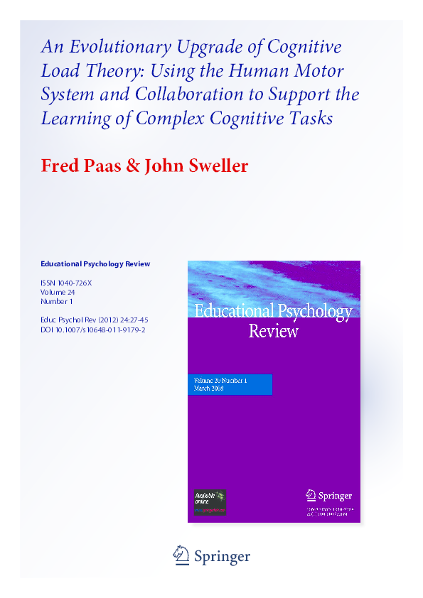 (PDF) An Evolutionary Upgrade of Cognitive Load Theory: Using the Human ...