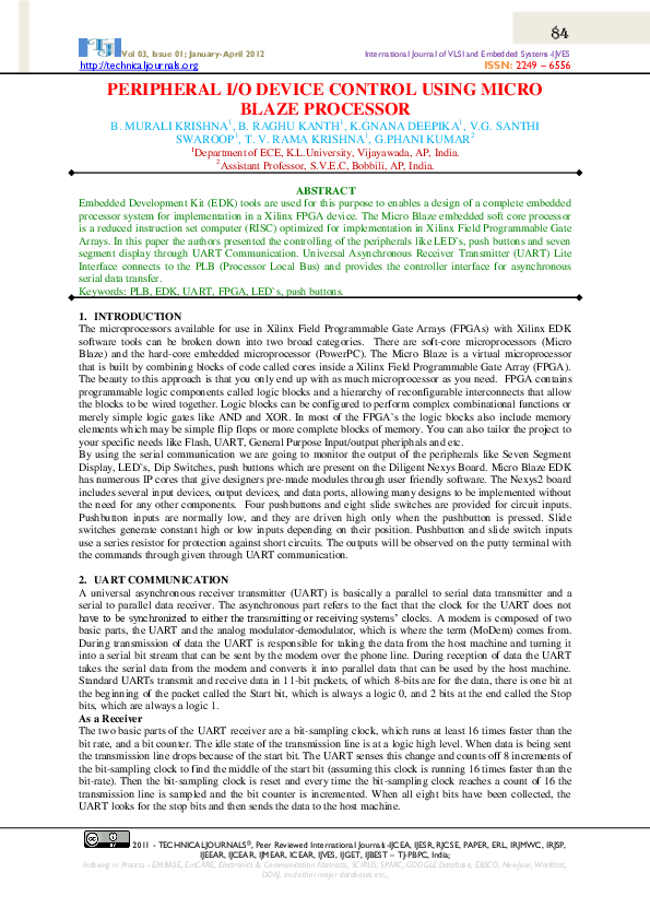 (PDF) PERIPHERAL I/O DEVICE CONTROL USING MICRO BLAZE PROCESSOR