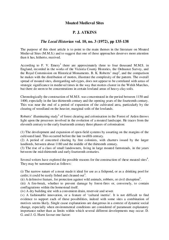 (PDF) Moated medieval sites