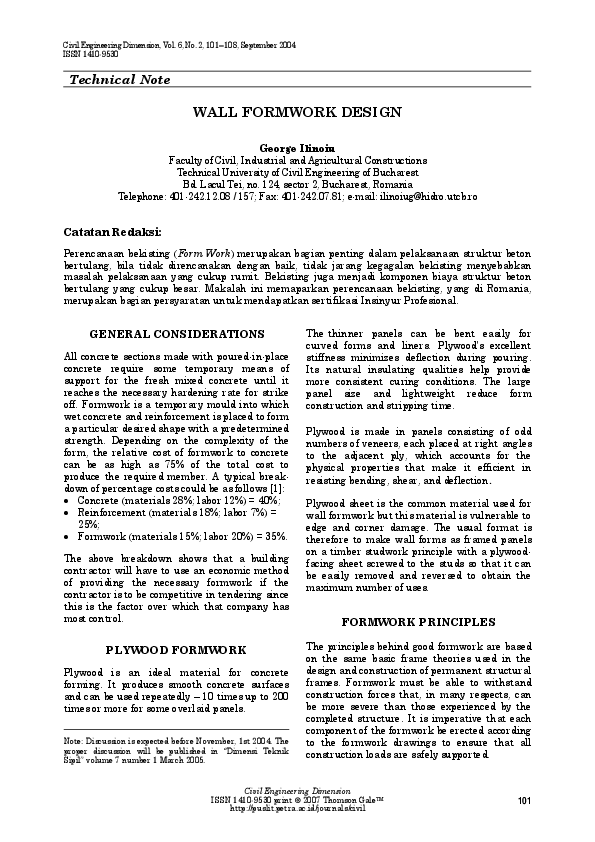 (PDF) Wall Formwork Design