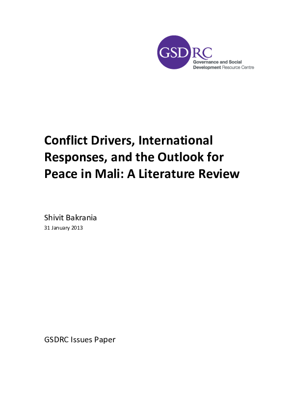 (PDF) Conflict Drivers, International Responses, and the Outlook for ...
