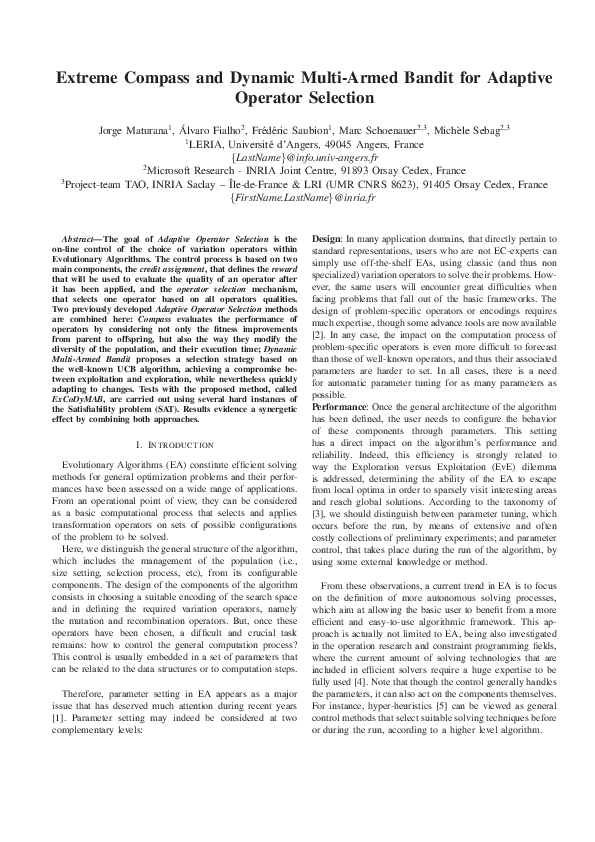 (PDF) Extreme compass and Dynamic Multi-Armed Bandits for Adaptive Operator Selection