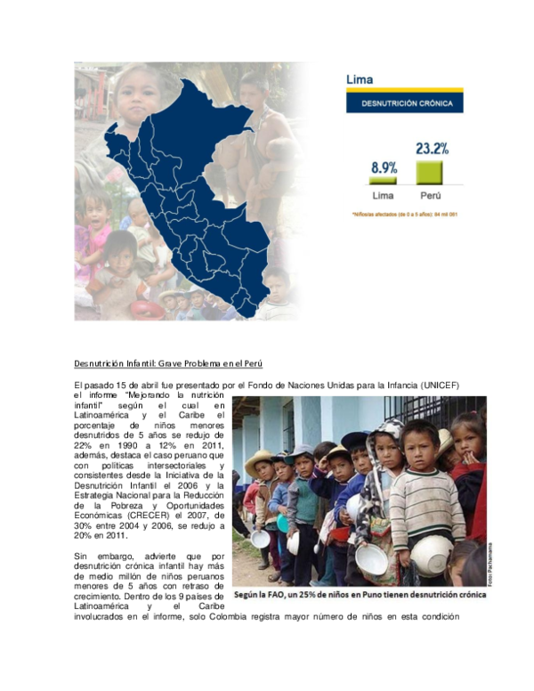 (DOC) Desnutrición Infantil: Grave Problema en el Perú